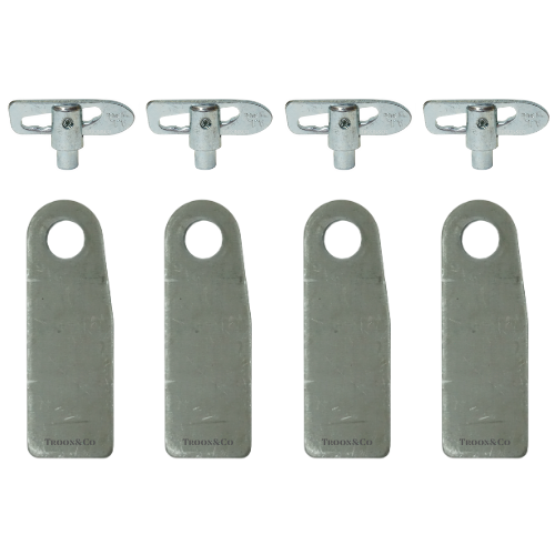 4 x M12 Weld On Antiluce Fasteners with Large Eye Plates - Drop Catch